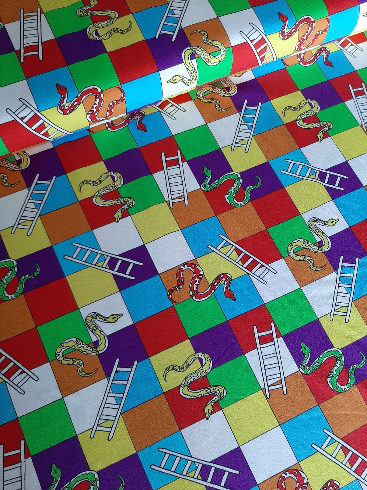 *BOLT END* Snakes & Ladders Organic CL jersey - 70cm – Dark Sprite Fabrics